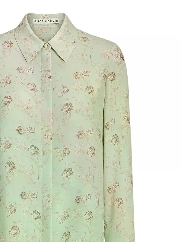 Alice + Olivia Floral Print Silk-blend Blouse
