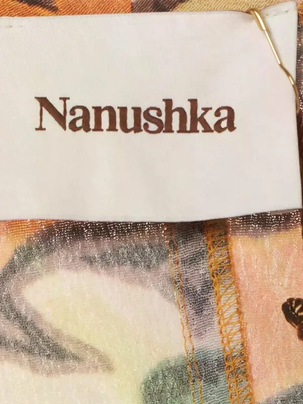 Nanushka Ira Floral-print Cut-out Mini Dress - Orange