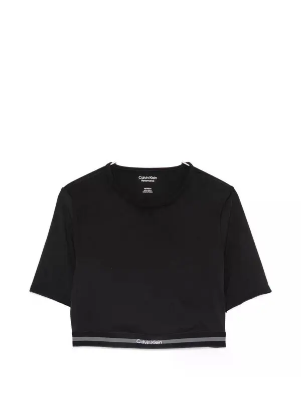 Calvin Klein Logo-tape Cropped T-shirt - Black