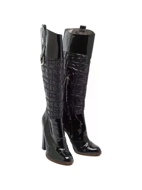 Dolce & Gabbana Quilted Patent Leather Knee High Boots