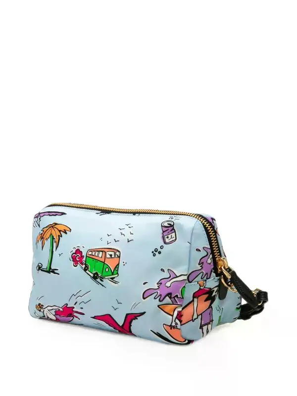 Prada Printed Nylon Cosmetic Pouch With Wrist Strap