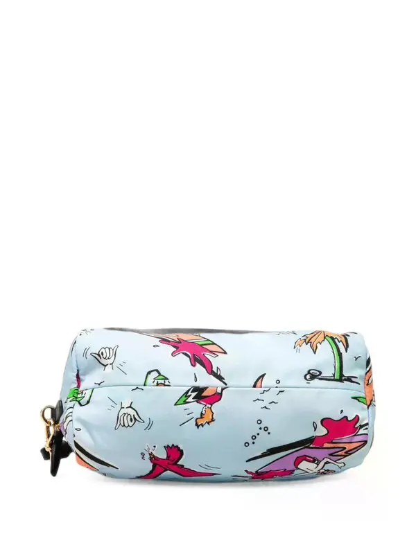 Prada Printed Nylon Cosmetic Pouch With Wrist Strap