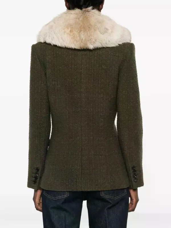 Saint Laurent Faux-fur Collar Textured Jacket
