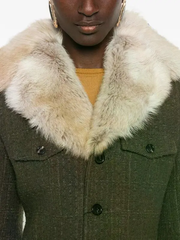 Saint Laurent Faux-fur Collar Textured Jacket