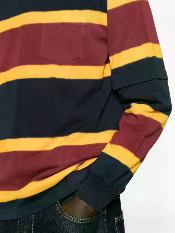 Sacai Striped Knit Layered Sleeve Sweater