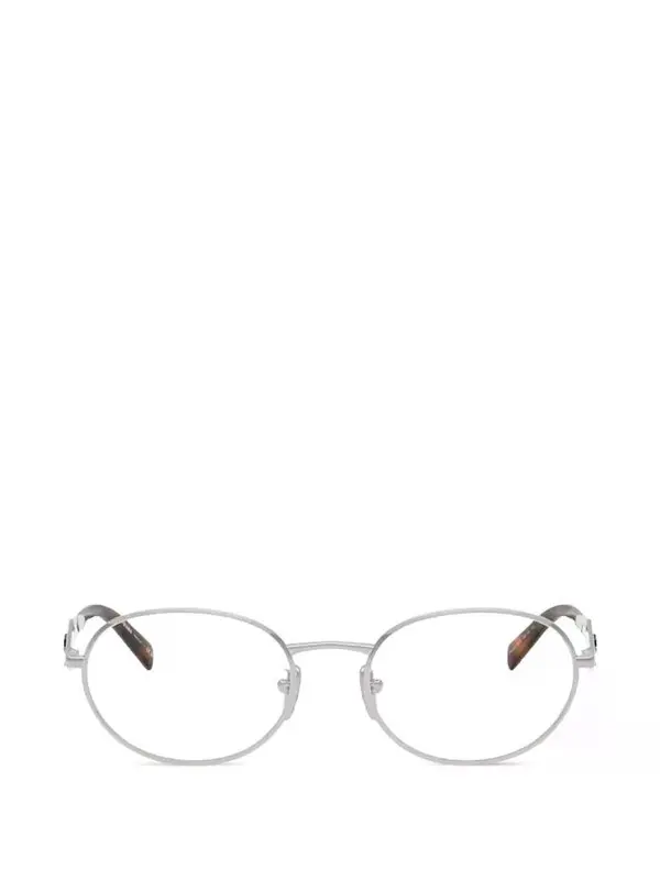 Prada Logo-plaque Oval-frame Glasses
