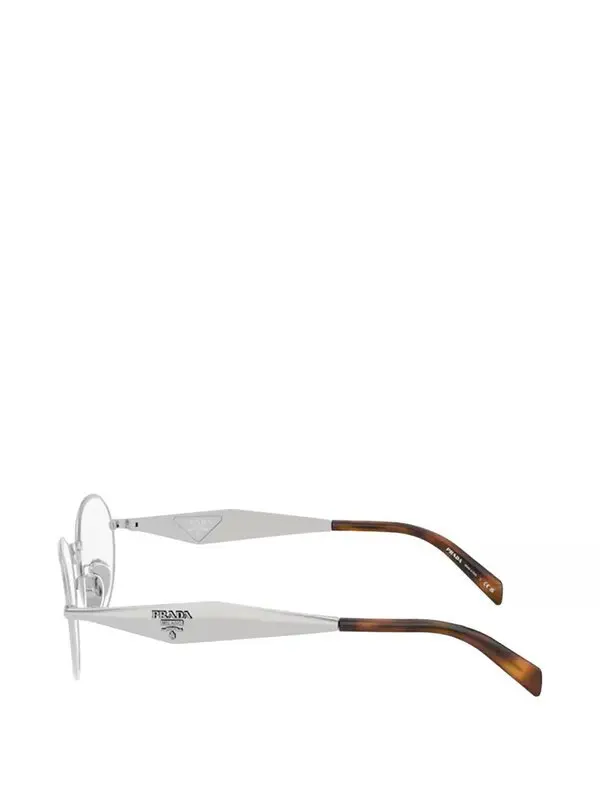 Prada Logo-plaque Oval-frame Glasses