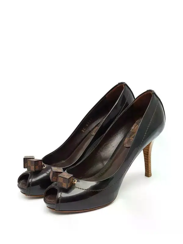 LOUIS VUITTON Damier Cube Peep-toe Pumps