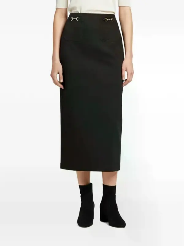 Gucci Midi Skirt With Horsebit Detail - Black