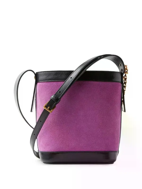 Versace Pivot Mini Suede Bucket Bag - Purple