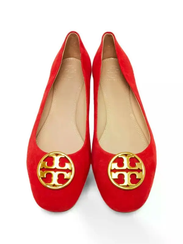 Tory Burch Suede Logo Medallion Ballet Flats