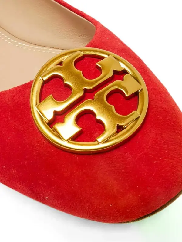 Tory Burch Suede Logo Medallion Ballet Flats