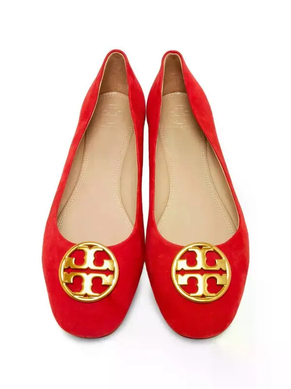 Tory Burch Suede Logo Medallion Ballet Flats