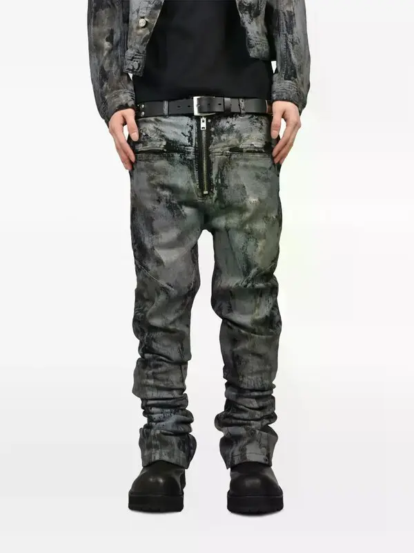 FILTH Bleach-effect Zip-detail Jeans