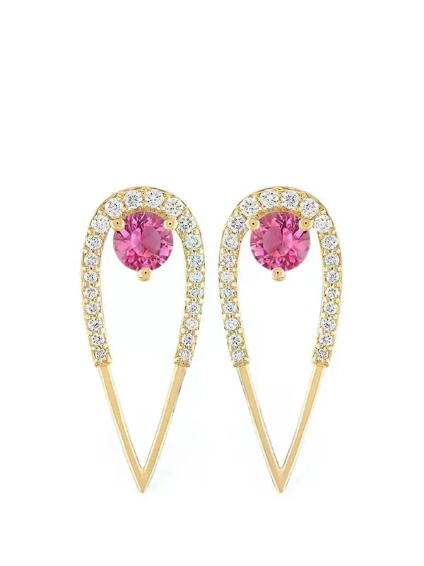 EDEN PRESLEY Peacock Pink Tourmaline And Diamond Earrings - Gold