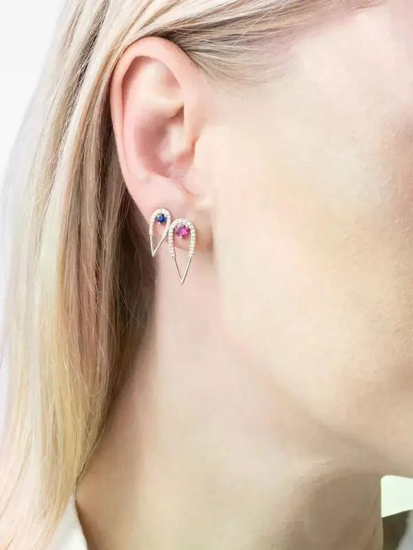 EDEN PRESLEY Peacock Pink Tourmaline And Diamond Drop Earrings In 14k Yellow - Gold