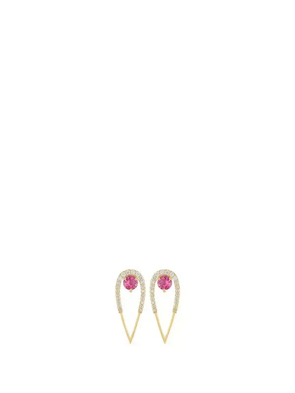 EDEN PRESLEY Peacock Pink Tourmaline And Diamond Drop Earrings In 14k Yellow - Gold
