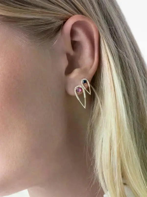 EDEN PRESLEY Peacock Pink Tourmaline And Diamond Drop Earrings In 14k Yellow