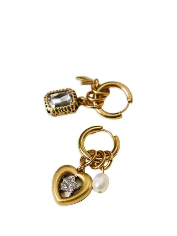 TWINSET Charm Detail Hoop Earrings With Crystal Embellishments And Faux Pearl