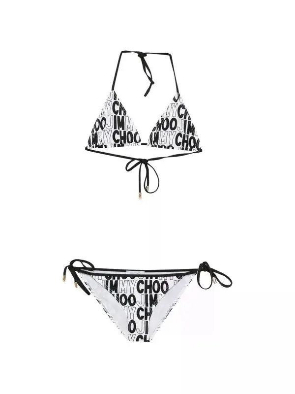 JIMMY CHOO Logo Print Triangle Bikini