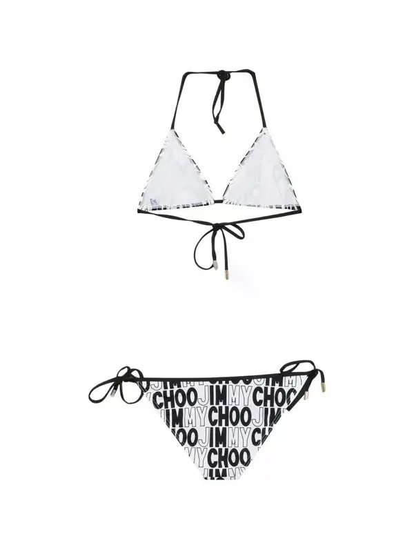 JIMMY CHOO Logo Print Triangle Bikini