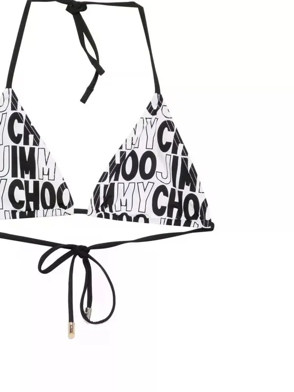 JIMMY CHOO Logo Print Triangle Bikini