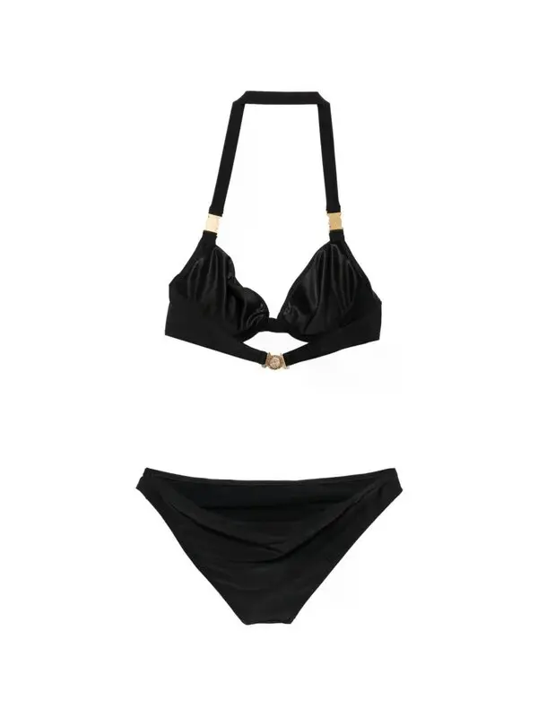 Balmain Logo Plaque Halterneck Bikini Top