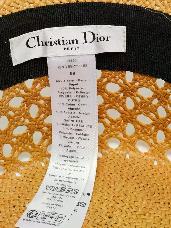 Dior Woven Straw Hat With Embroidered Logo