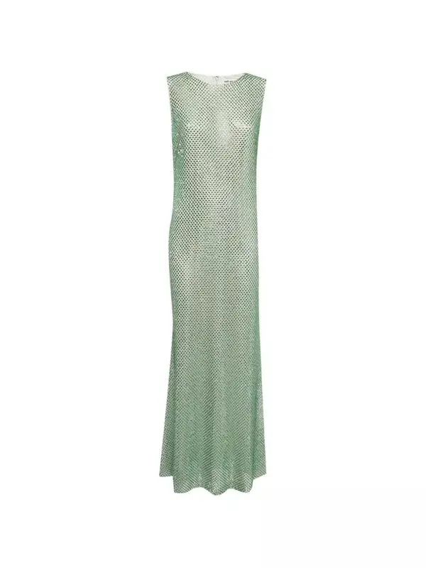 SELF-PORTRAIT Crystal-embellished Mesh Midi Dress - Green