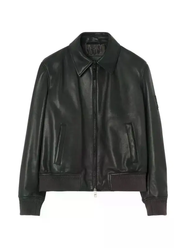 Burberry Leather Bloomsbury Bomber Jacket