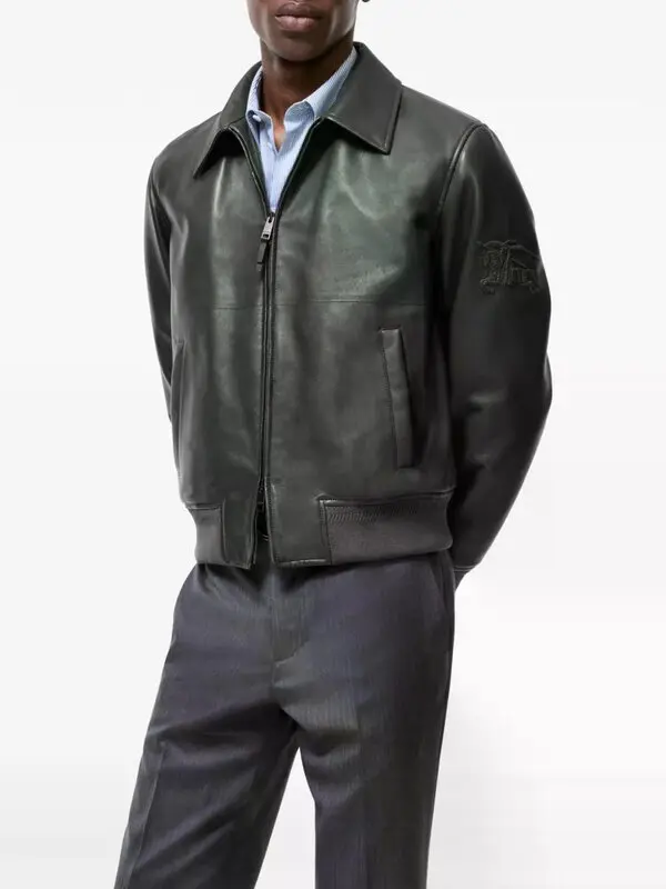 Burberry Leather Bloomsbury Bomber Jacket