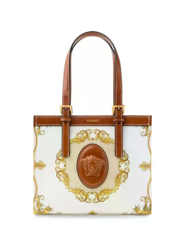 Versace Rivière Printed Mini Canvas Tote - White