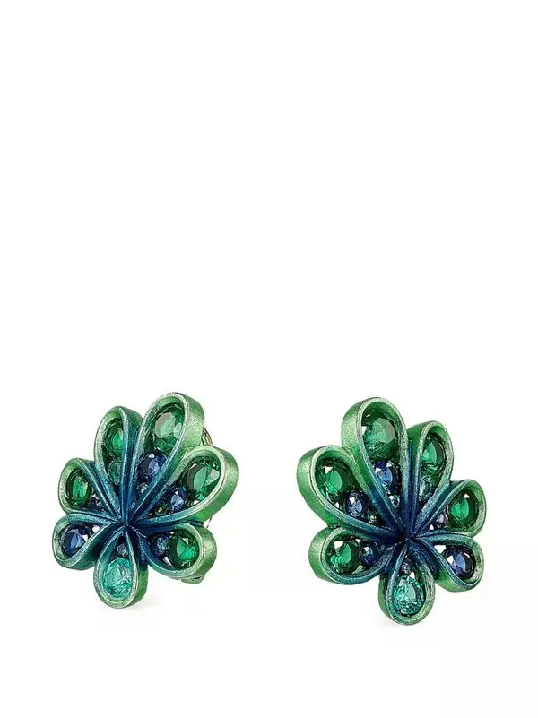 ANABELA CHAN Chanterelle Emerald And Sapphire Stud Earrings