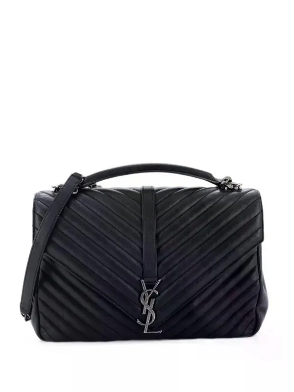 Saint Laurent Classic Monogram College Bag Matelasse Chevron Leather Large Shoulder Bag