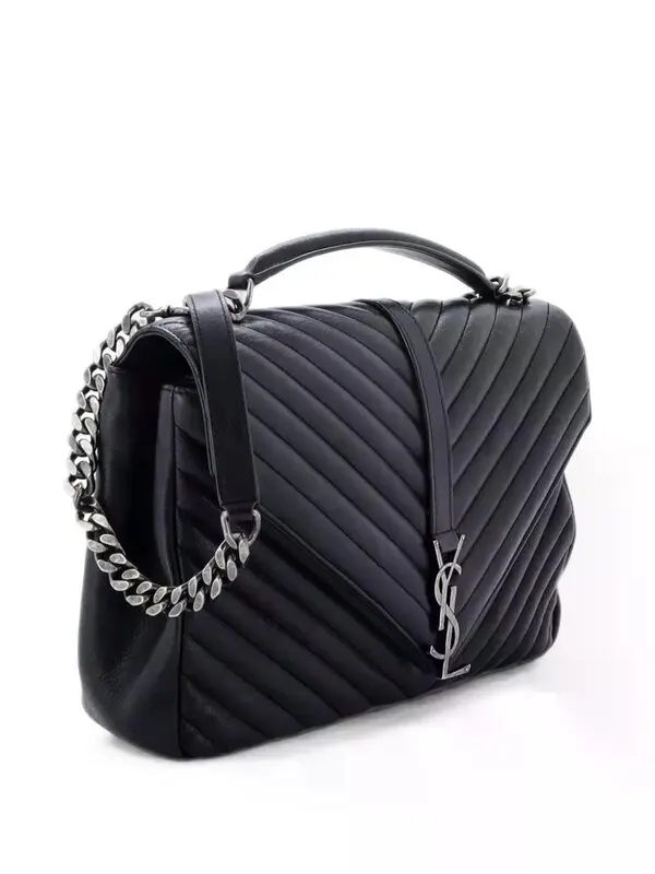 Saint Laurent Classic Monogram College Bag Matelasse Chevron Leather Large Shoulder Bag