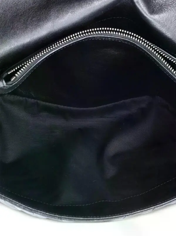 Saint Laurent Monogram College Bag Matelasse Chevron Leather Large Shoulder Bag - Black