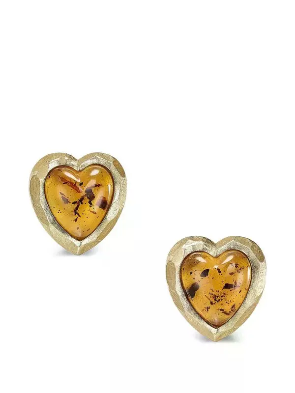 ANABELA CHAN Lab-grown Amber Heart-shape Stud Earrings