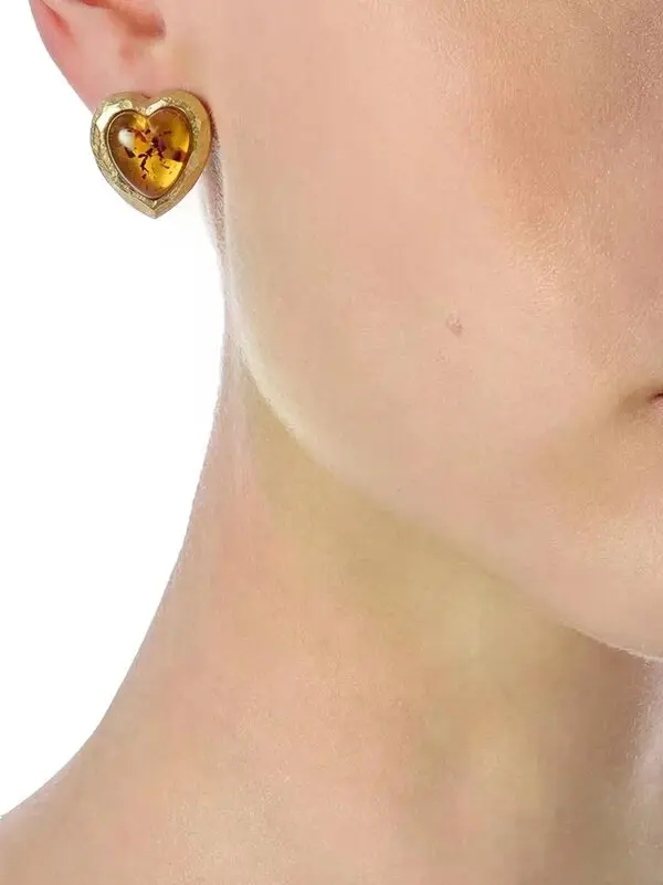 ANABELA CHAN Lab-grown Amber Heart-shape Stud Earrings