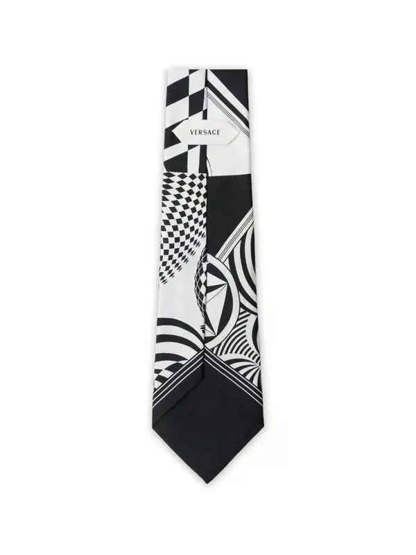Versace Printed Silk Twill Neck Tie - White