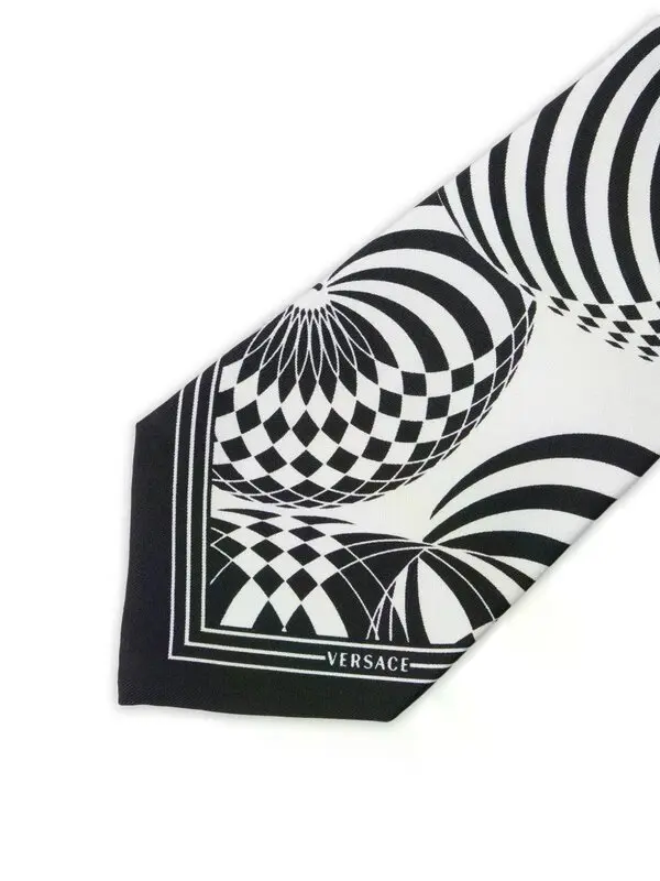 Versace Printed Silk Twill Neck Tie - White