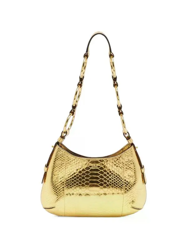 Michael Kors Bardot Python-embossed Shoulder Bag - Gold