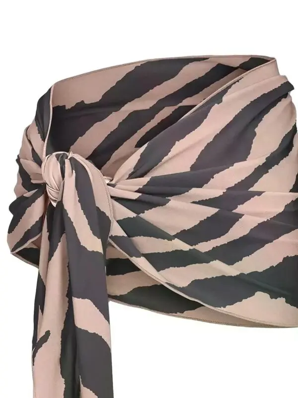TROPIC OF C Souk Zebra-print Wrap Mini Skirt - Neutrals