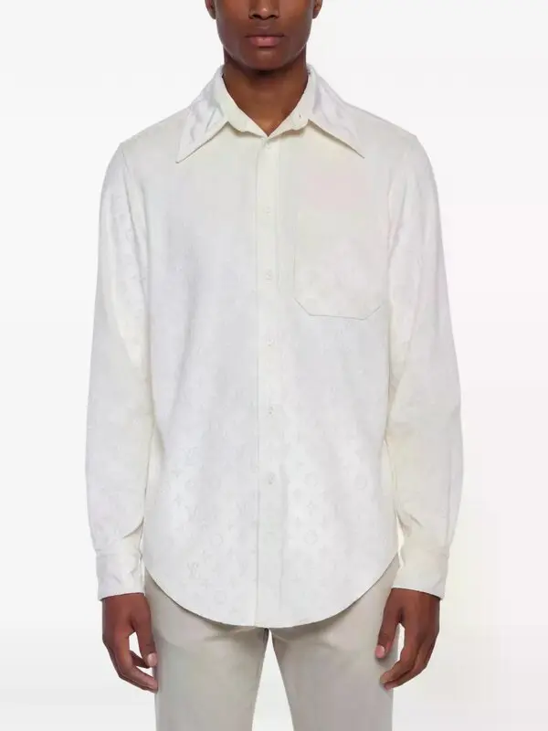 LOUIS VUITTON Monogram Embossed Velvet Shirt - White