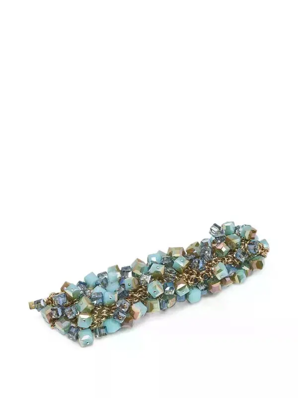 Etro Tone And Blue Cube Beads Cable-link Chain Bracelet