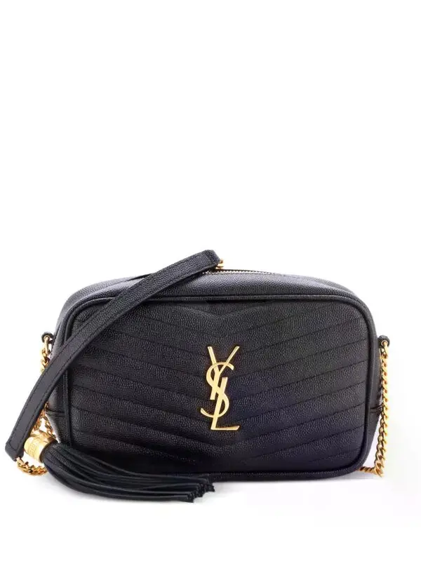 Saint Laurent Lou Camera Bag Matelasse Chevron Leather Mini Crossbody Bag - Black