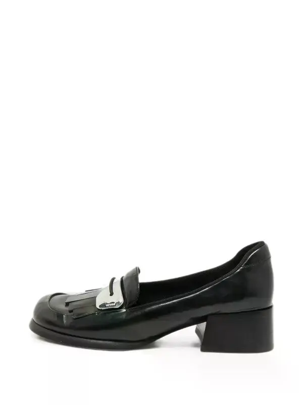 Prada Leather Fringe Loafers With Silver-tone Hardware