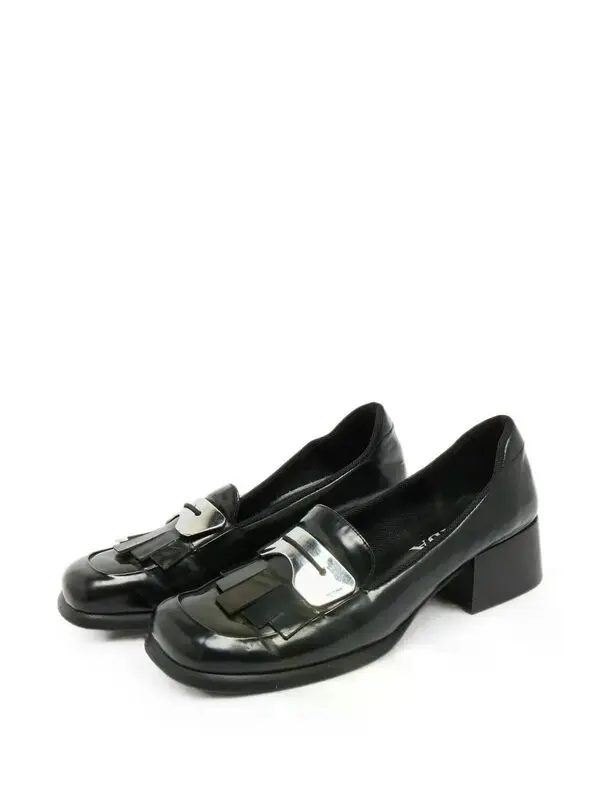 Prada Leather Fringe Loafers With Silver-tone Hardware