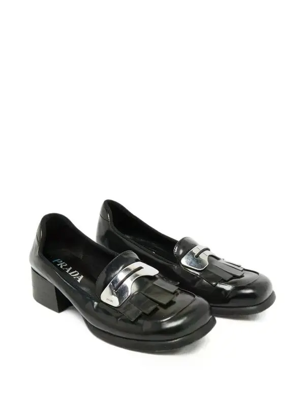 Prada Leather Fringe Loafers With Silver-tone Hardware