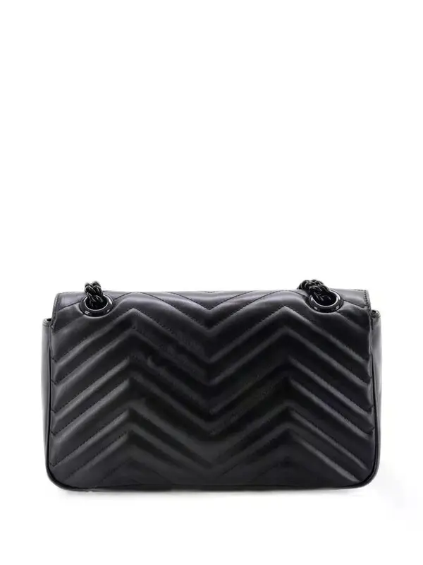 Gucci Gg Marmont Flap Bag Matelasse Leather Small Crossbody Bag - Black