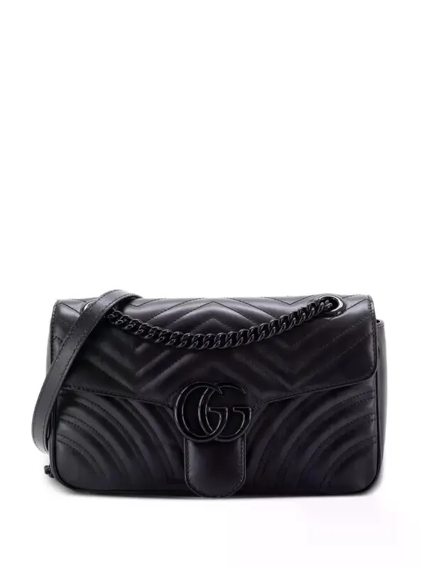 Gucci Gg Marmont Flap Bag Matelasse Leather Small Crossbody Bag - Black